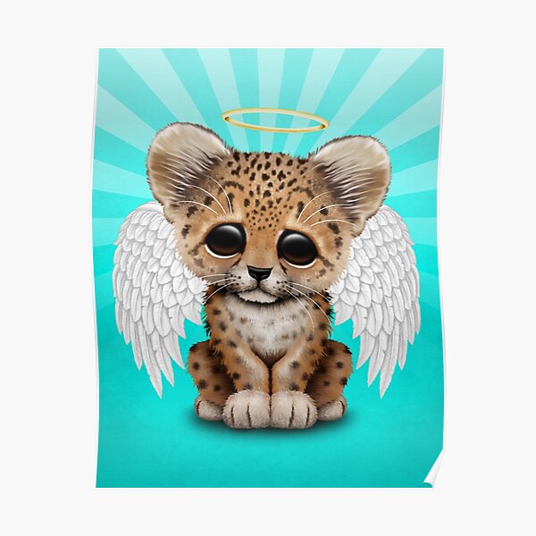 "Cute Baby Leopard Cub Angel" Poster for Sale by JeffBartels | Redbubble