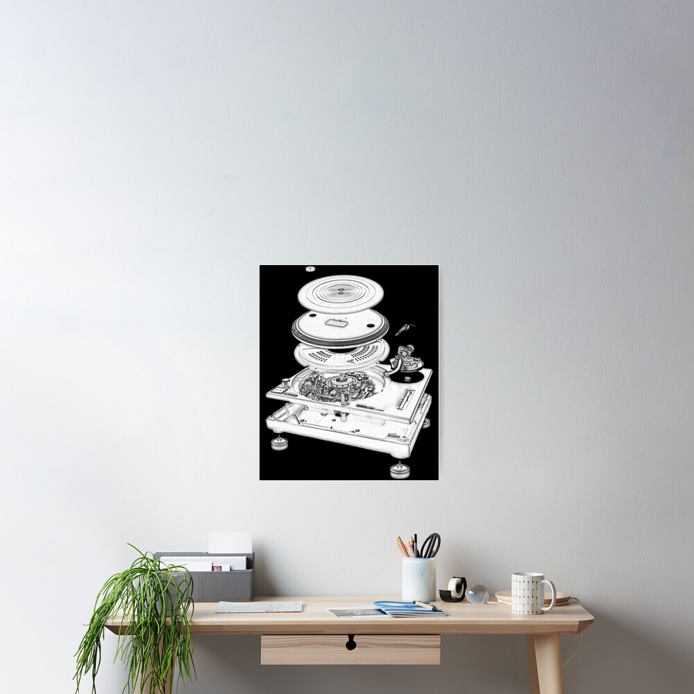 "Dj Turntable 1210 Mk2 Exploded Blueprint" Poster for Sale by VukiKilas | Redbubble