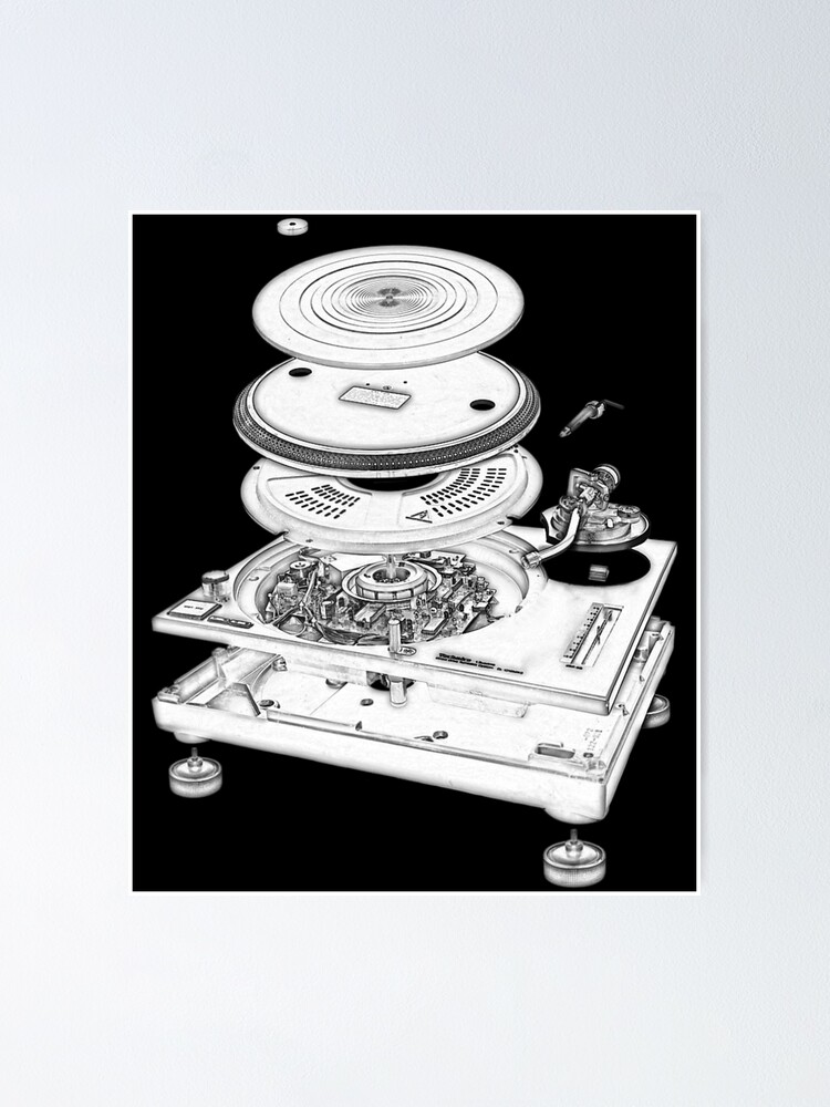 "Dj Turntable 1210 Mk2 Exploded Blueprint" Poster for Sale by VukiKilas | Redbubble