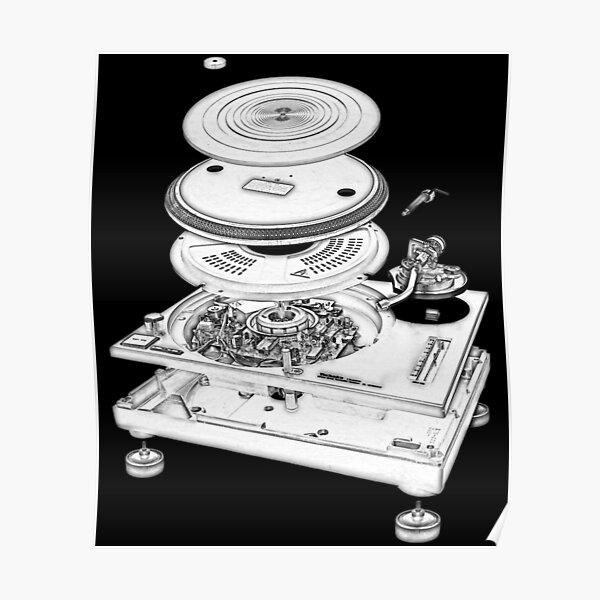 "Dj Turntable 1210 Mk2 Exploded Blueprint" Poster for Sale by VukiKilas | Redbubble