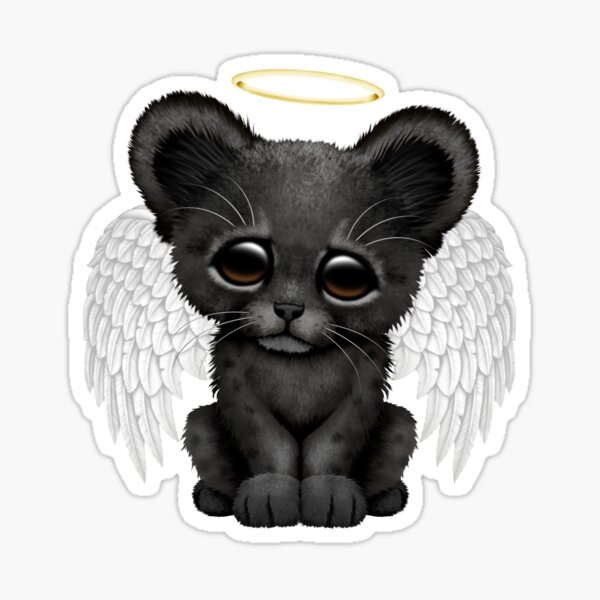 "Cute Baby Black Panther Cub Angel" Sticker by JeffBartels | Redbubble