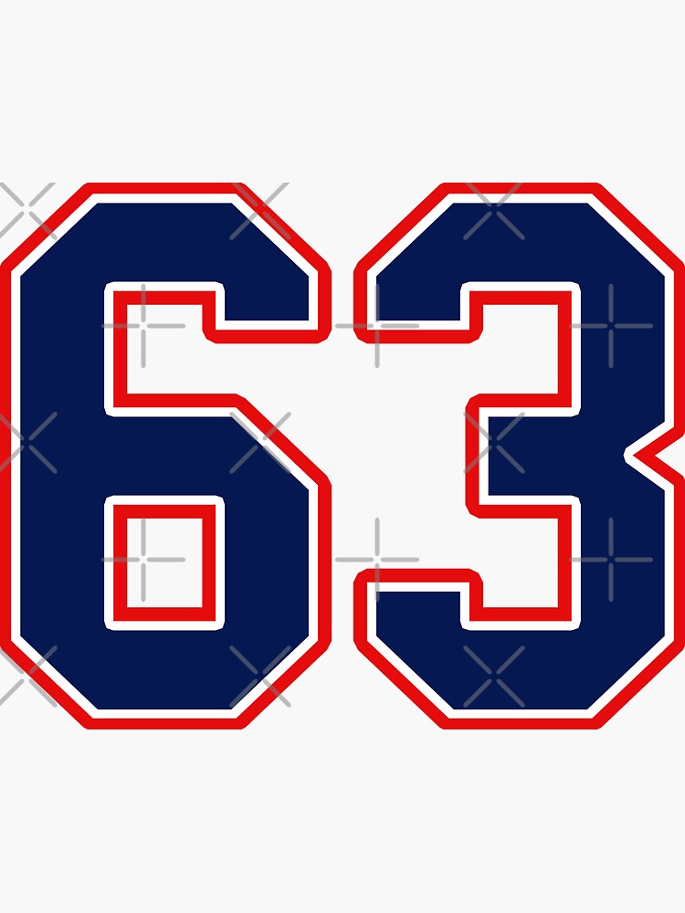 "Number Sixty Three 63 Sports Jersey" Sticker for Sale by MSBDesign ...