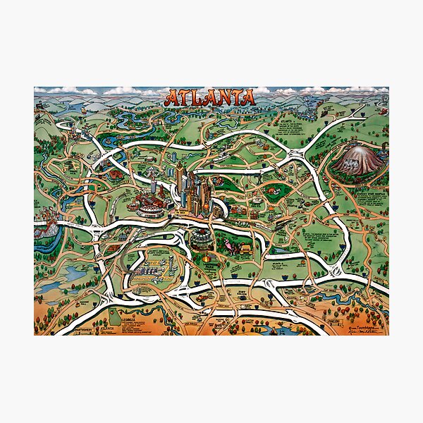"Atlanta Georgia Cartoon Map" Photographic Print by kevinmiddleton ...