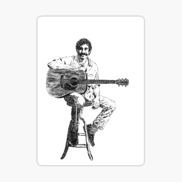 "Jim Croce Original Ink Drawing" Sticker for Sale by charlescolonn ...