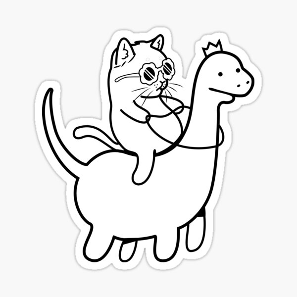 "Cat Riding Dinosaur" Sticker for Sale by HippoSynthwave | Redbubble