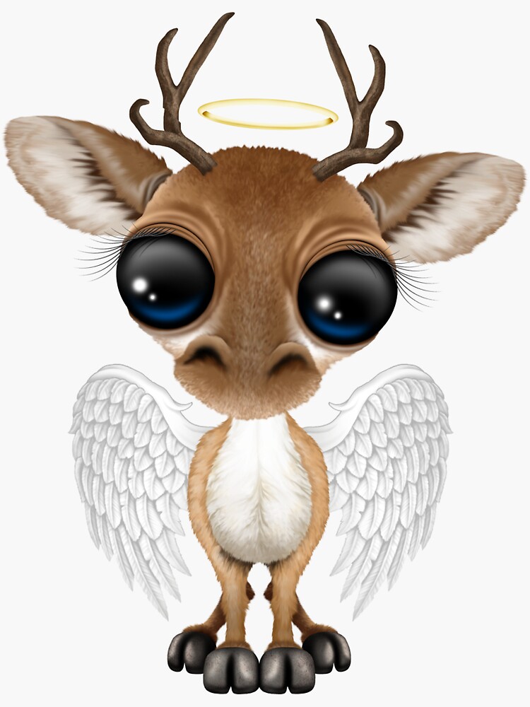 "Cute Baby Deer Angel" Sticker by JeffBartels | Redbubble