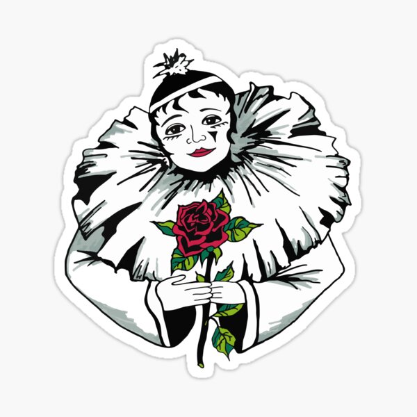 "Pierrot with a red rose" Sticker for Sale by varana | Redbubble