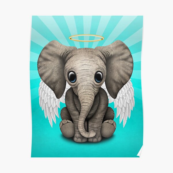 "Cute Baby Elephant Angel" Poster by JeffBartels | Redbubble