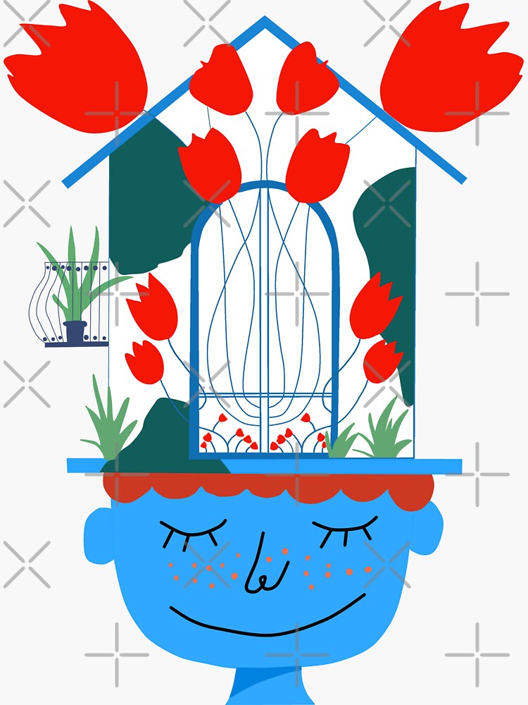 Cute Girl With Flower On Her Head Sticker For Sale By Mialunaa
