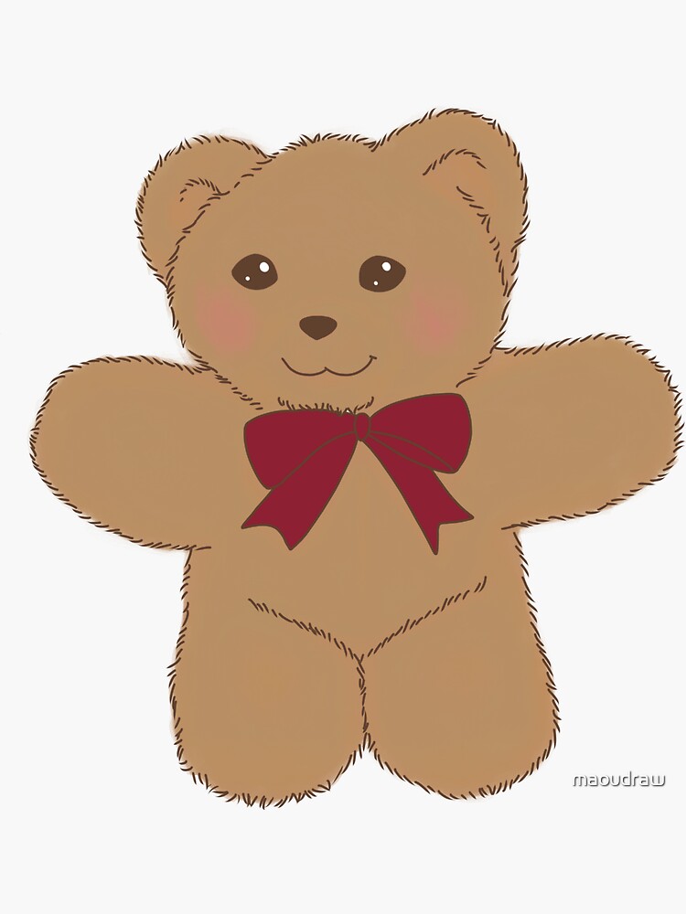 "teddy bear ribbon coquette dollette brown red" Sticker for Sale by ...