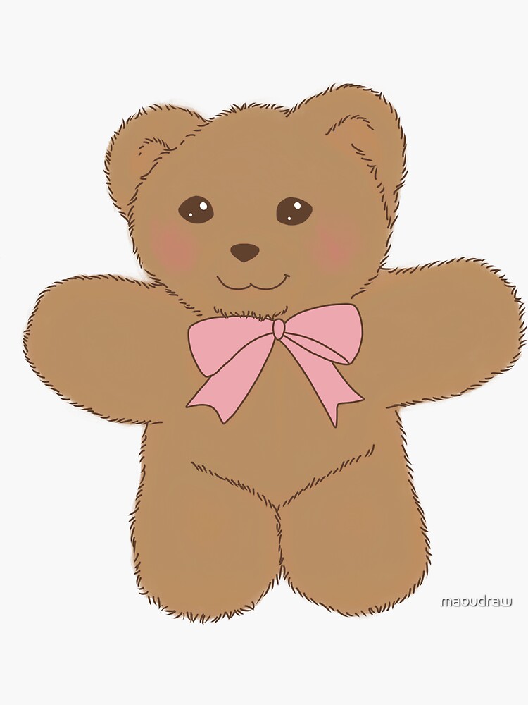 " teddy bear ribbon coquette dollette brown pink" Sticker for Sale by ...