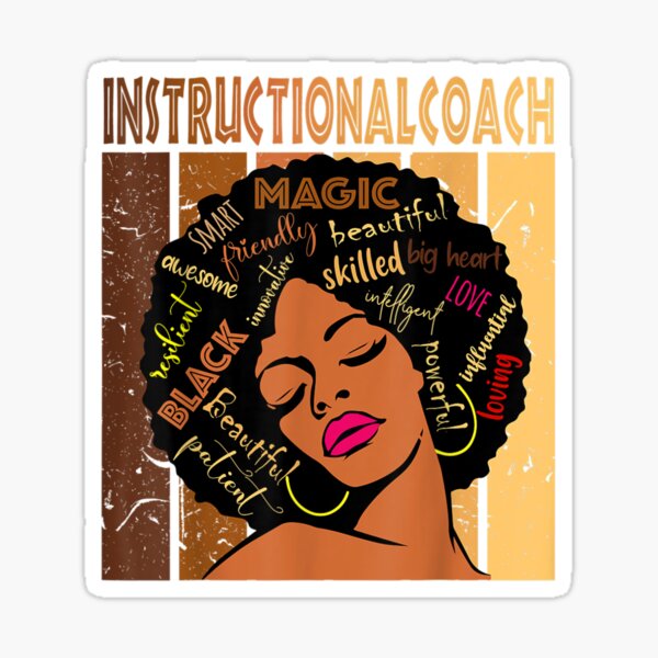 "Black Instructional Coach Afro African American Woman" Sticker for ...
