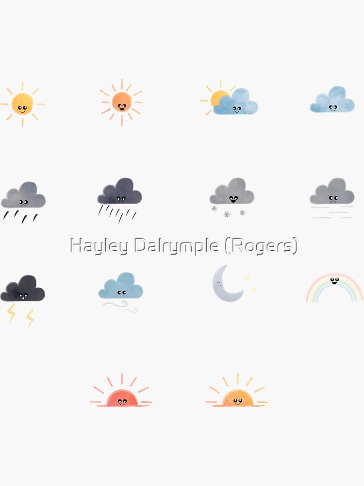 "Weather icon emoji sticker set" Sticker for Sale by HayleyDalrymple ...