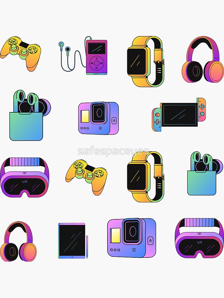 "Trendy Pack Cool Stickers Technology Bright Pink Purple Virtual ...