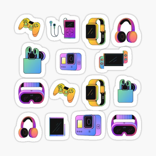 "Trendy Pack Cool Stickers Technology Bright Pink Purple Virtual ...
