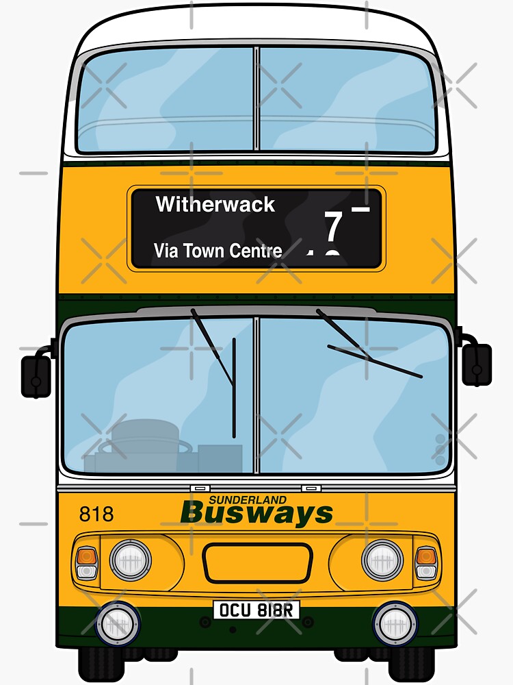 "Busways Sunderland Leyland Atlantean 818 OCU818R Illustration 90s 80s ...