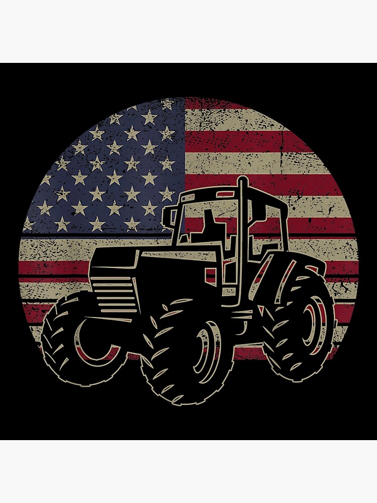 Farm Tractors Usa Flag Patriotic Farming 4th Of July Farmer Poster