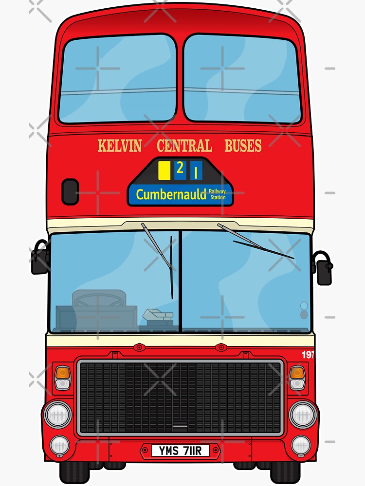 "Kelvin Central Buses KCB Ailsa Bus 197 YMS711R Illustration" Sticker ...