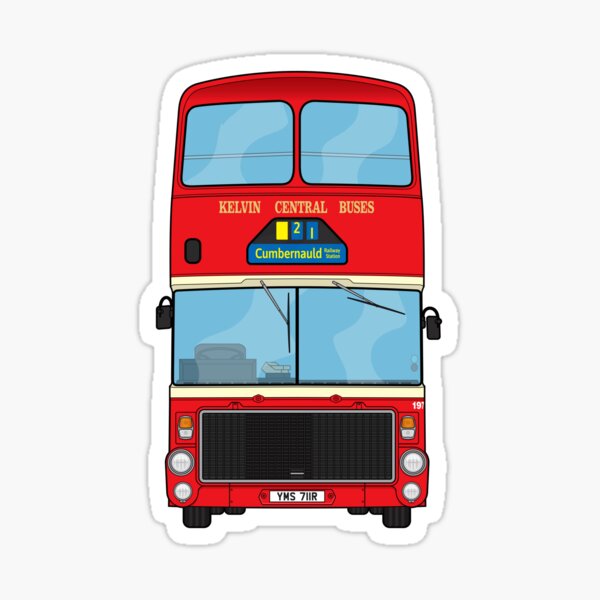 "Kelvin Central Buses KCB Ailsa Bus 197 YMS711R Illustration" Sticker ...