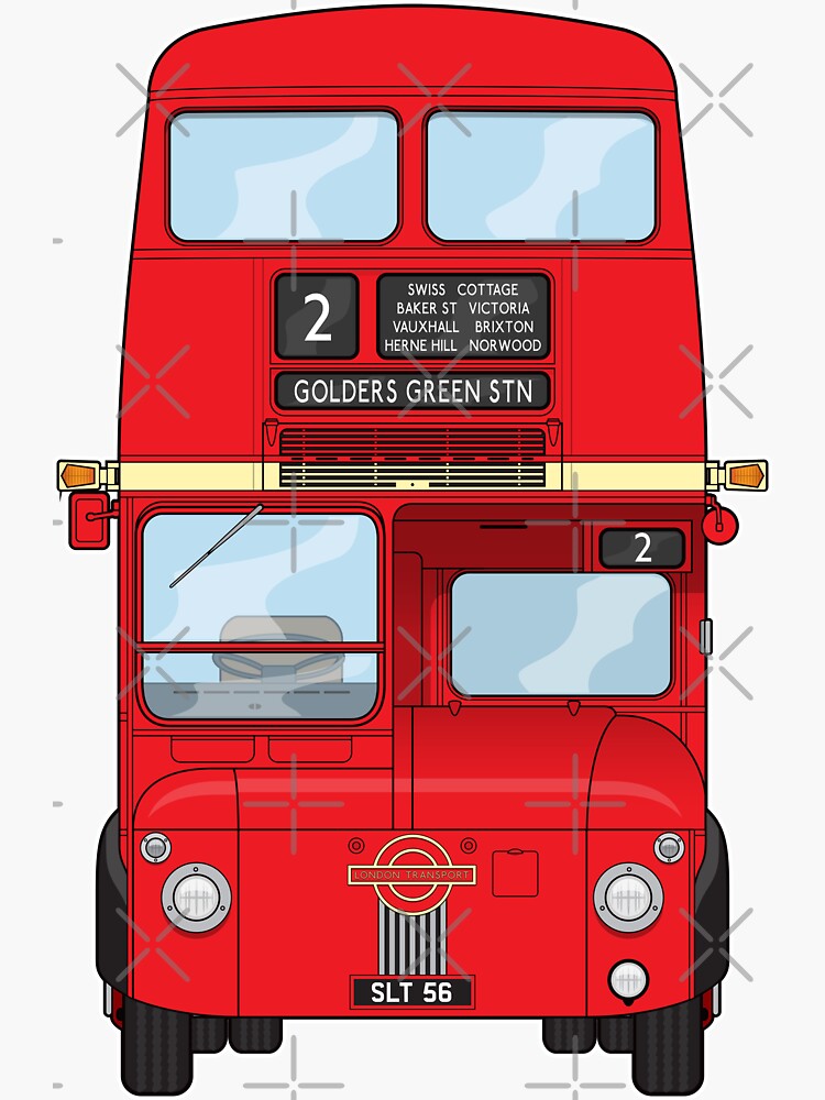 "London Routemaster RM1 SLT56 Vintage bus Illustration" Sticker for ...