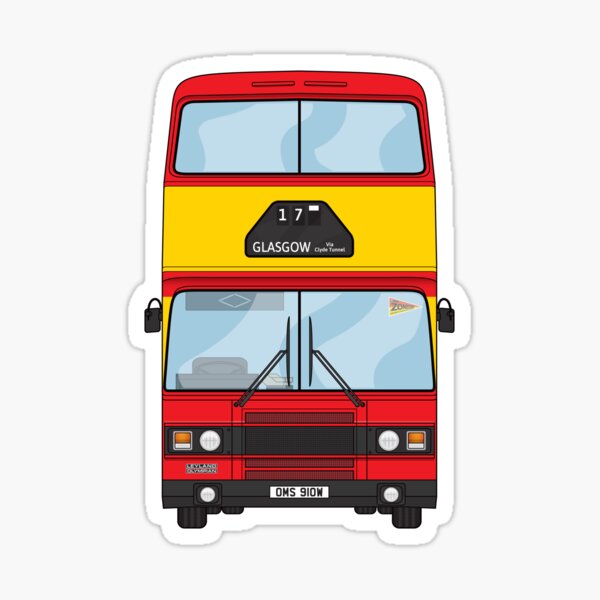 "Clydeside Leyland Olympian Bus, 0991 OMS910W Glasgow" Sticker for Sale ...