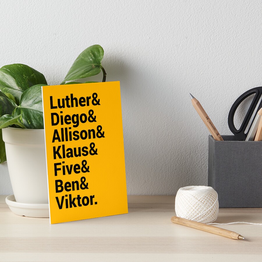 "Umbrella Academy Names" Art Board Print for Sale by byebyesally ...