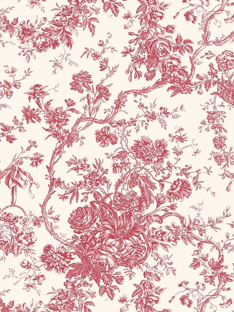 "Toile de Jouy Fleurie Pattern in Red Colour" Art Print for Sale by ...
