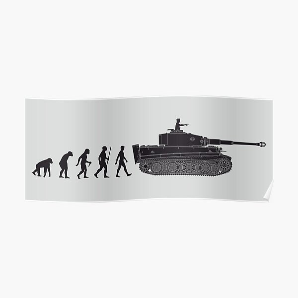 "Humorous design on the theme of evolution and tanks" Poster for Sale ...