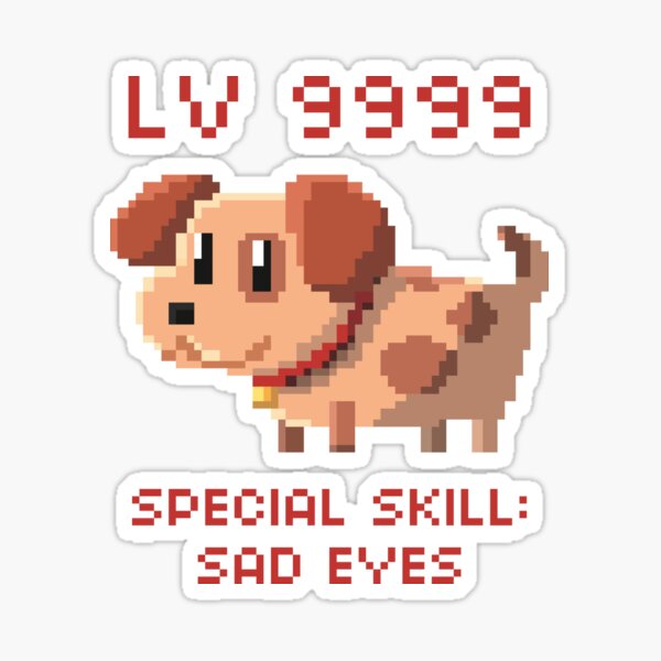 "Overpowered Pixel Puppy" Sticker for Sale by natsdreamlings | Redbubble