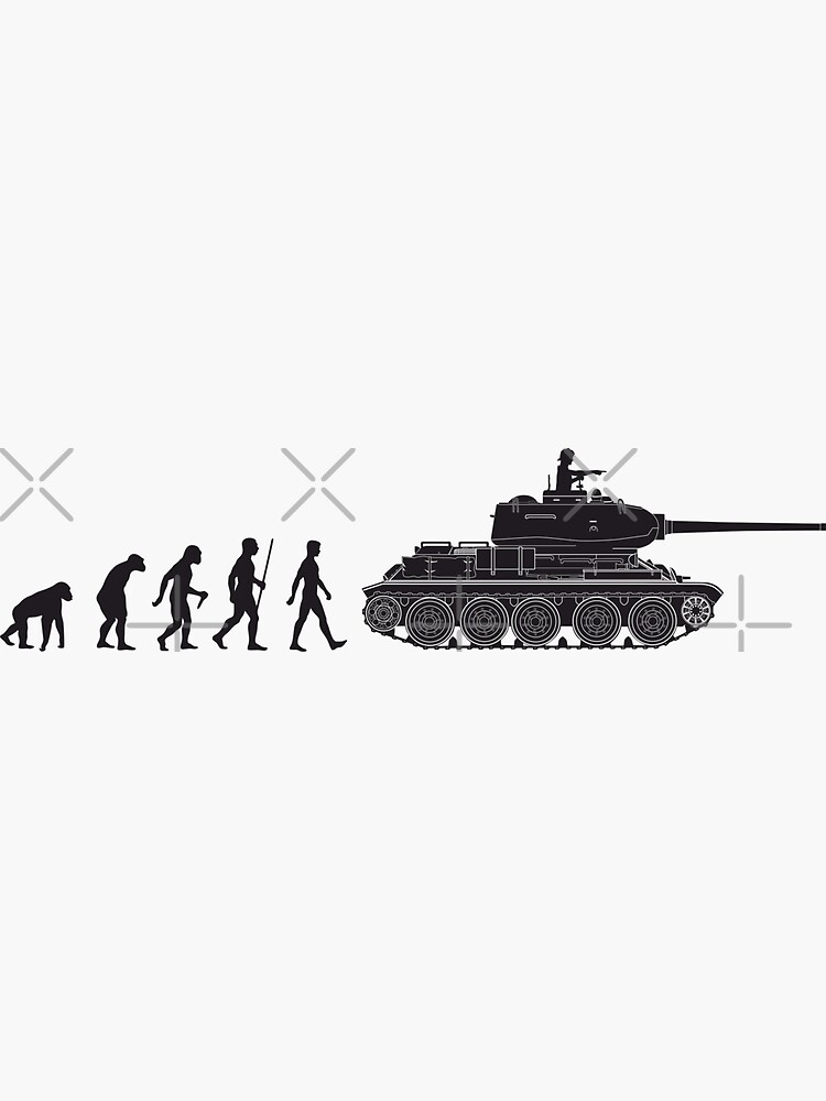 "Humorous design on the theme of evolution and tanks" Sticker for Sale ...