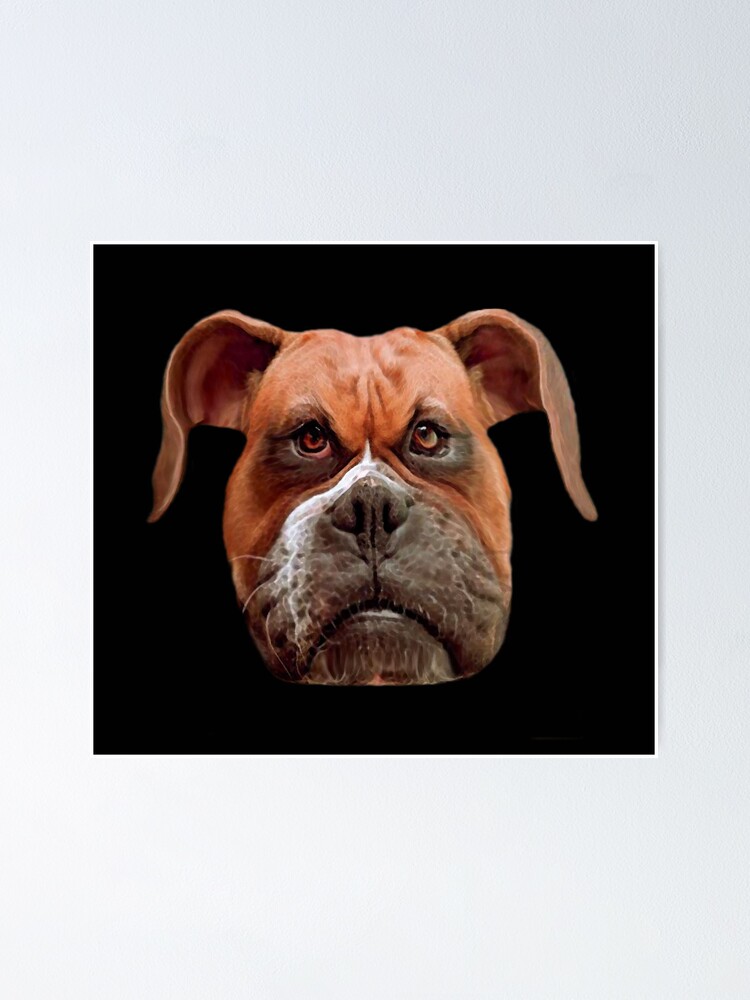 "Brown Pitbull bulldog dog angry animation" Poster for Sale by ...