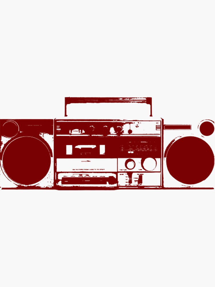 "Vintage Ghetto Blaster Illustration T-ShirtRed Vintage Boom Box ...