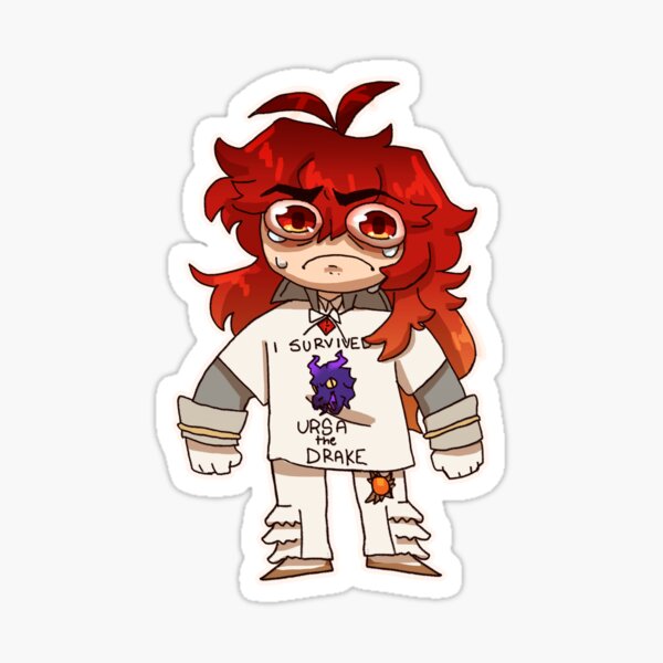 "diluc survived ursa the drake" Sticker for Sale by Legendaryblue ...