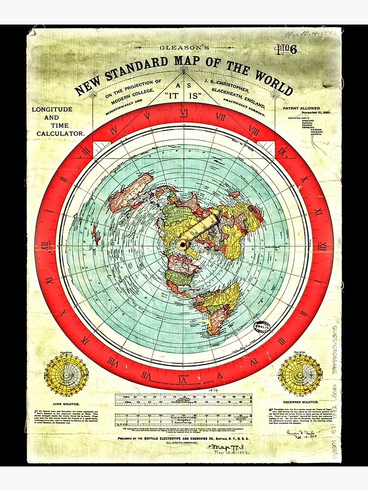 "Gleason 1892 Flat Earth Map Research Flat Earth Poster" Metal Print ...