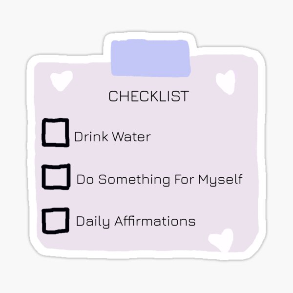 "CHECKLIST- Daily checklist design " Sticker for Sale by tinasartstuff ...