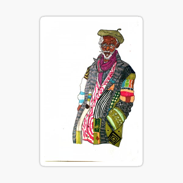 "The man with the patterned coat" Sticker for Sale by JustOneDay79 ...
