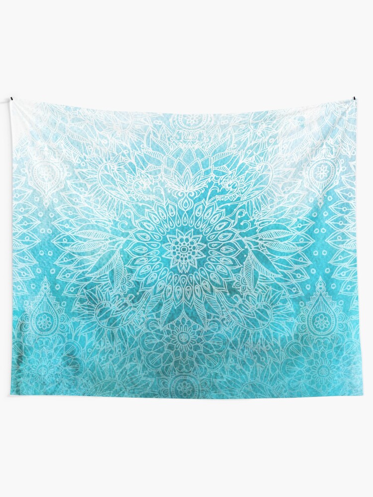 "Fade to Teal - watercolor + doodle" Tapestry for Sale by micklyn ...
