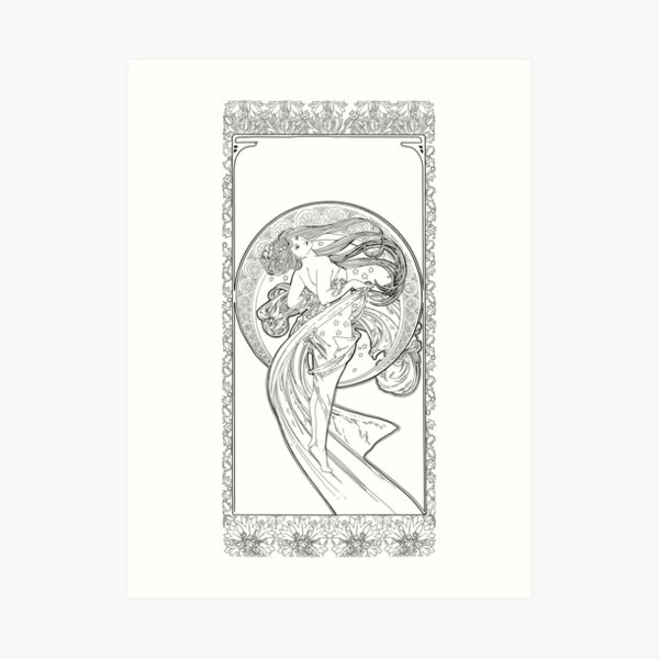 "Alphonse Mucha Coloring Book Page" Art Print for Sale by AlienPharaoh ...