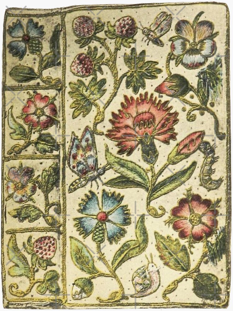 "Vintage Floral Embroidered Book Page" Sticker for Sale by EmikoNamika ...