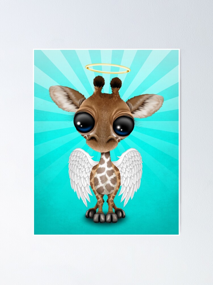 "Cute Baby Giraffe Angel" Poster by JeffBartels | Redbubble