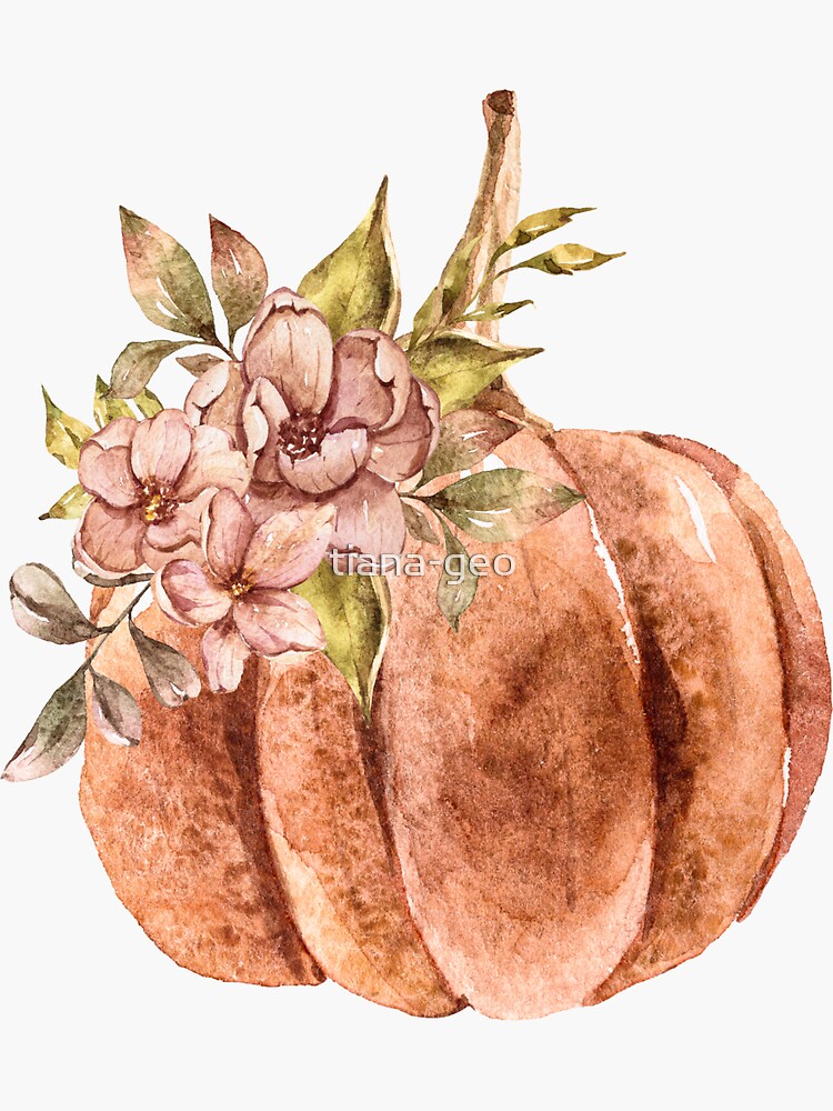 "Watercolor hand painted boho pumpkin digital painting" Sticker for ...
