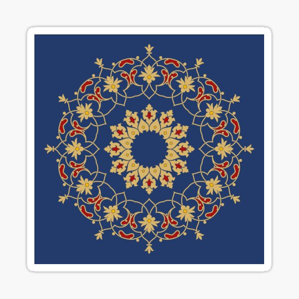 "Persian Arabesque Shamseh Eslimi Design - Navy Blue, Golden and Red ...