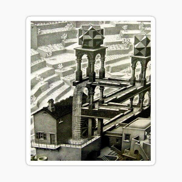 "art by escher" Sticker for Sale by Flamingomom | Redbubble
