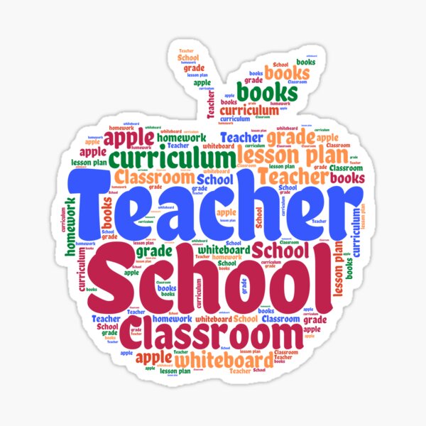 "Teacher design with Apple word cloud of teacher related words. Cute ...