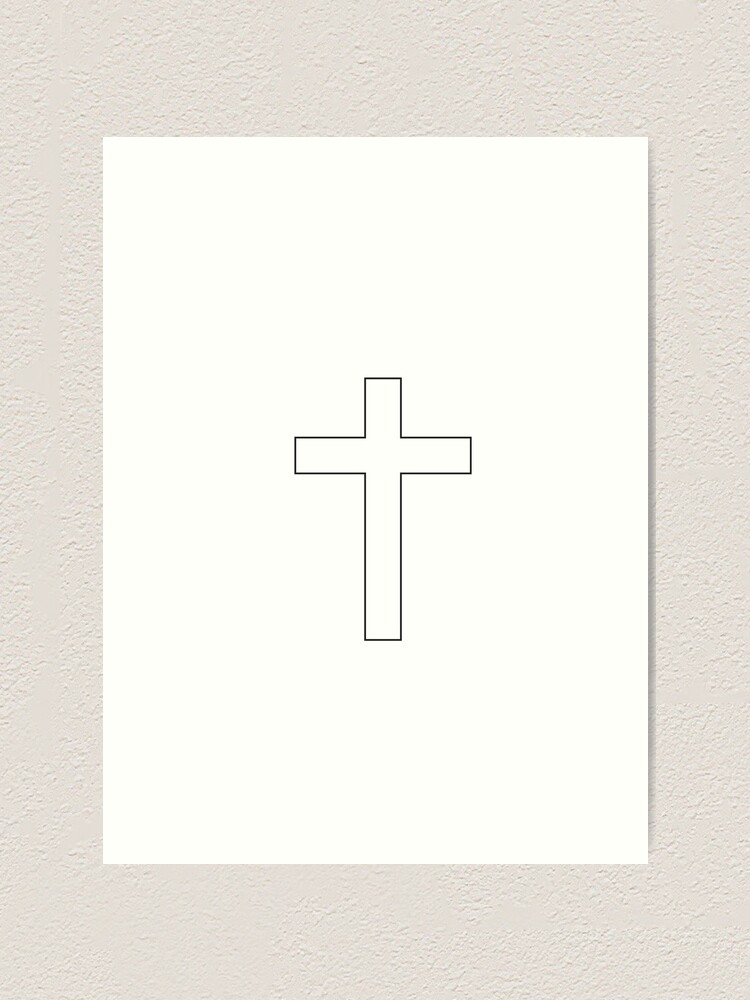 "Black Cross Outline | Simple Christian Cross Outline" Art Print for ...