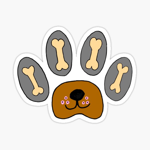 "Paws & Bones find the face…" Sticker for Sale by LeaLand | Redbubble