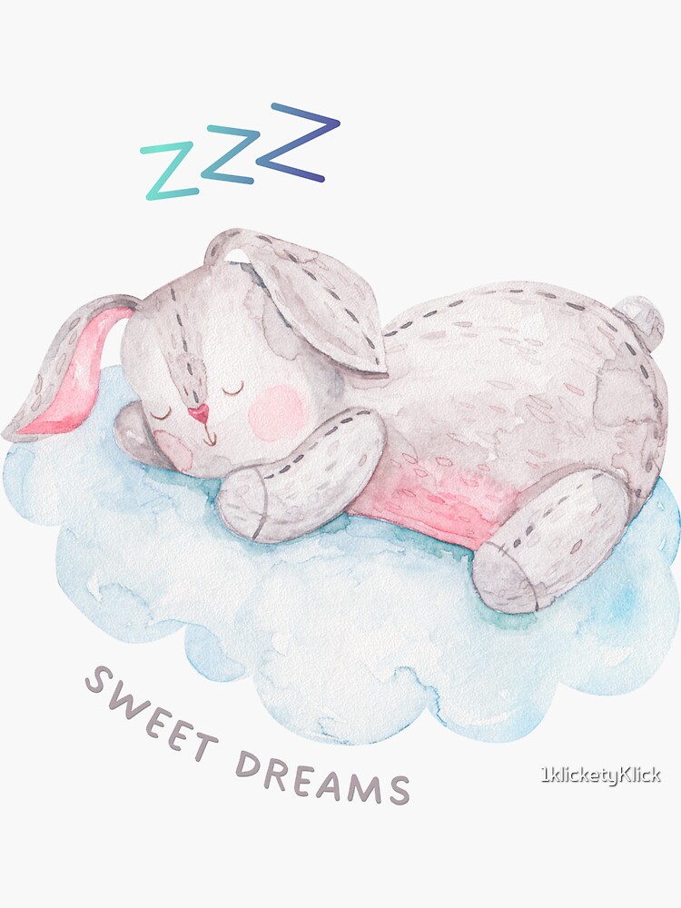 "Sweet Dreams rabbit" Sticker for Sale by 1klicketyKlick | Redbubble