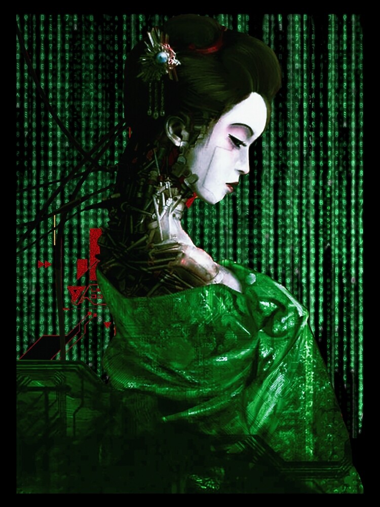 "Cyberpunk Geisha Matrix Code Glitch Japanese Vaporwave- Limited ...