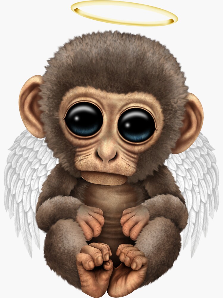 "Cute Baby Monkey Angel" Sticker for Sale by JeffBartels | Redbubble