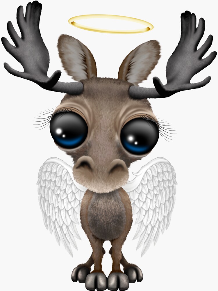 "Cute Baby Moose Angel" Sticker by JeffBartels | Redbubble